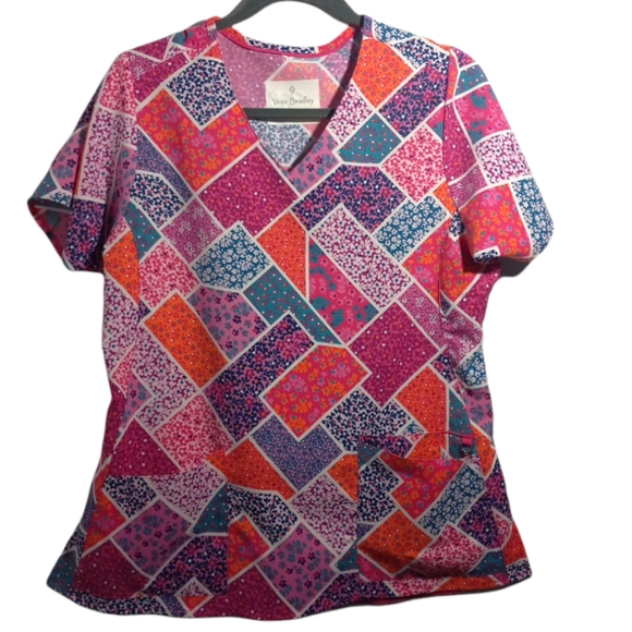 Vera Bradley | Tops | Vera Bradley Pink Colors Patch Scurb Top Sz ...